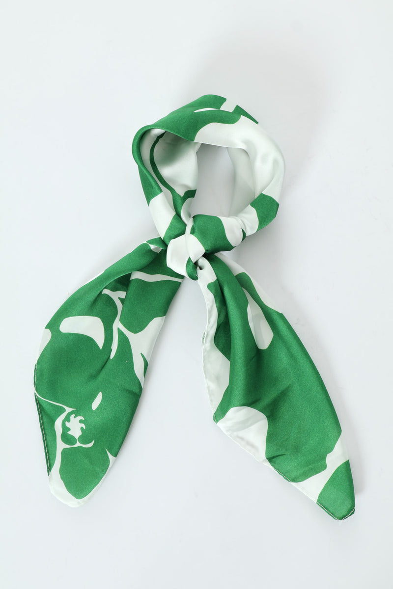 Floral & Foliage Print Satin Scarf - Green – LEGiT