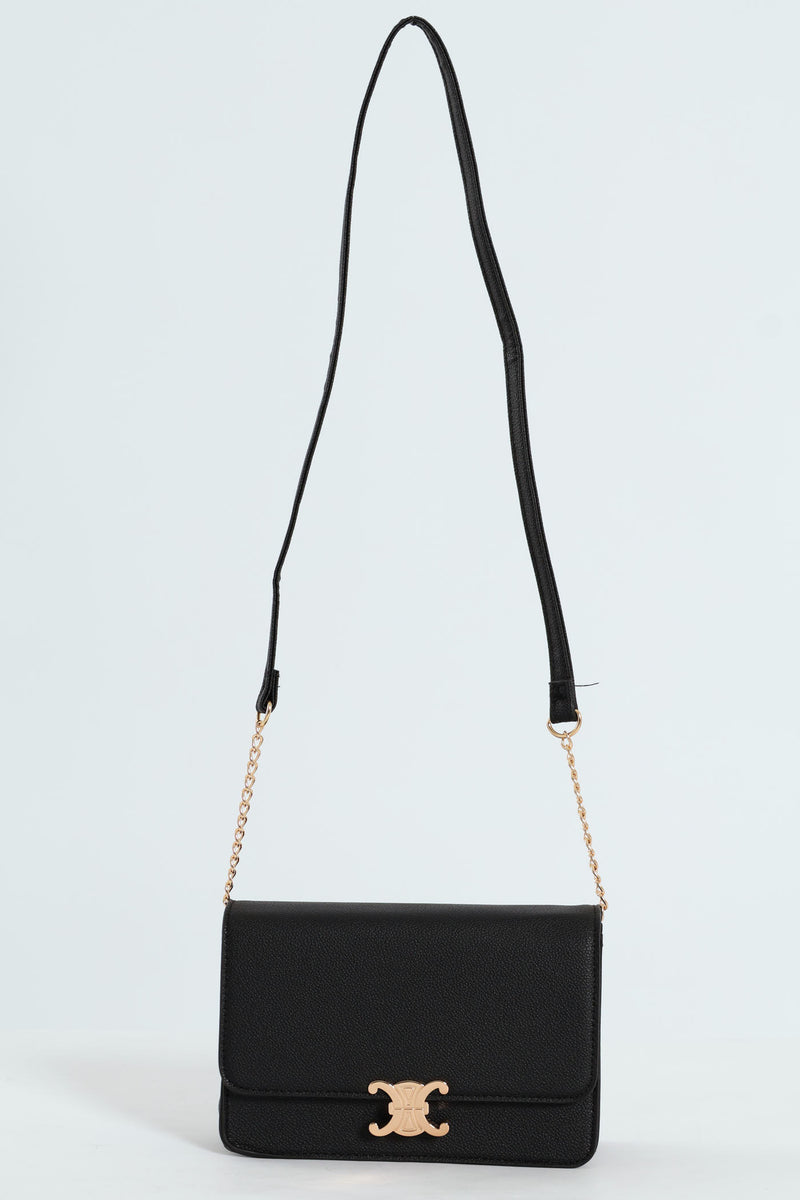 Interlink Clasp Satchel Bag - Black – LEGiT