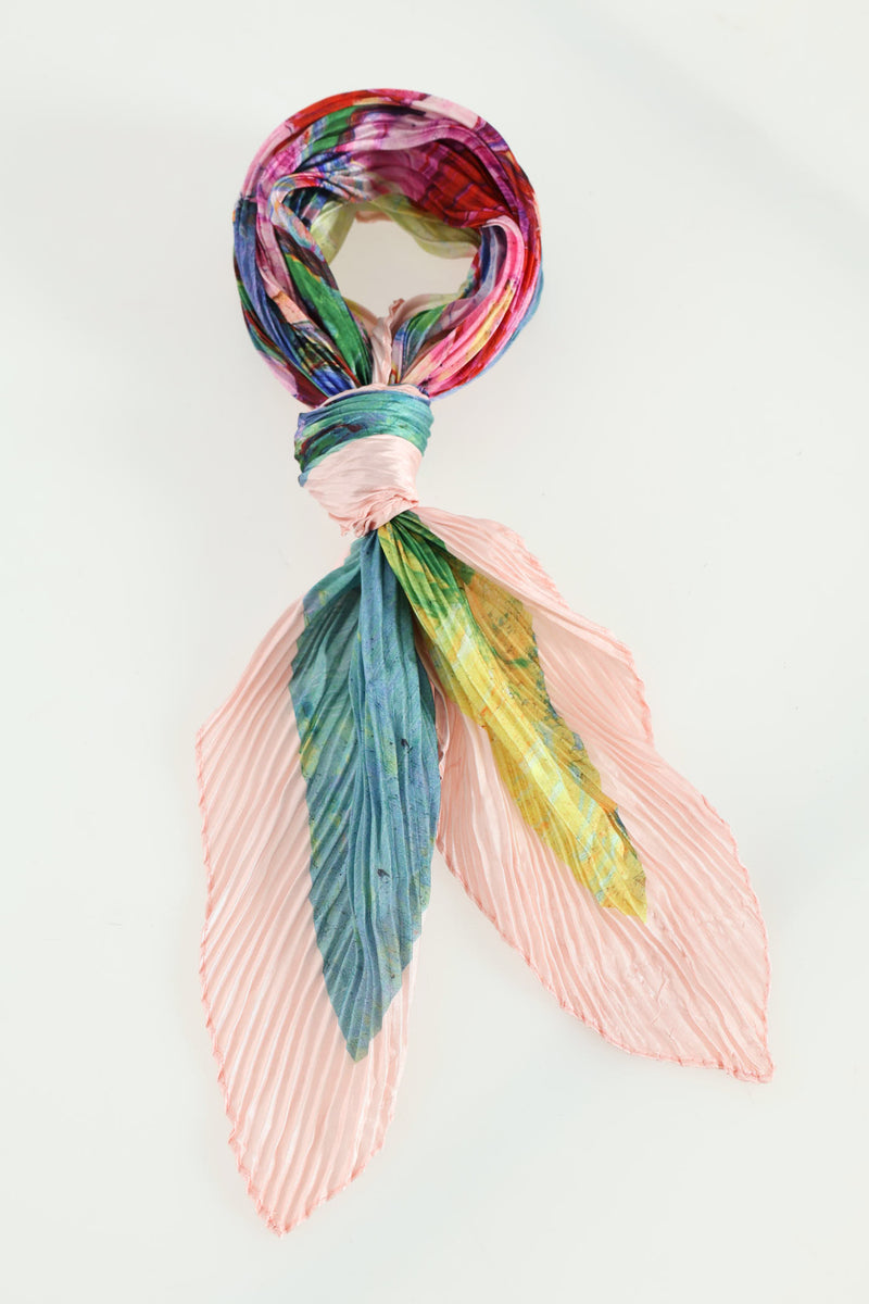 Watercolour Stripe Pleated Satin Scarf - Multi – LEGiT
