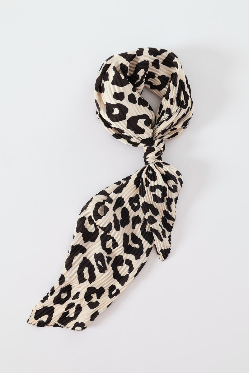 Pleated Animal Print Satin Scarf - Black – LEGiT