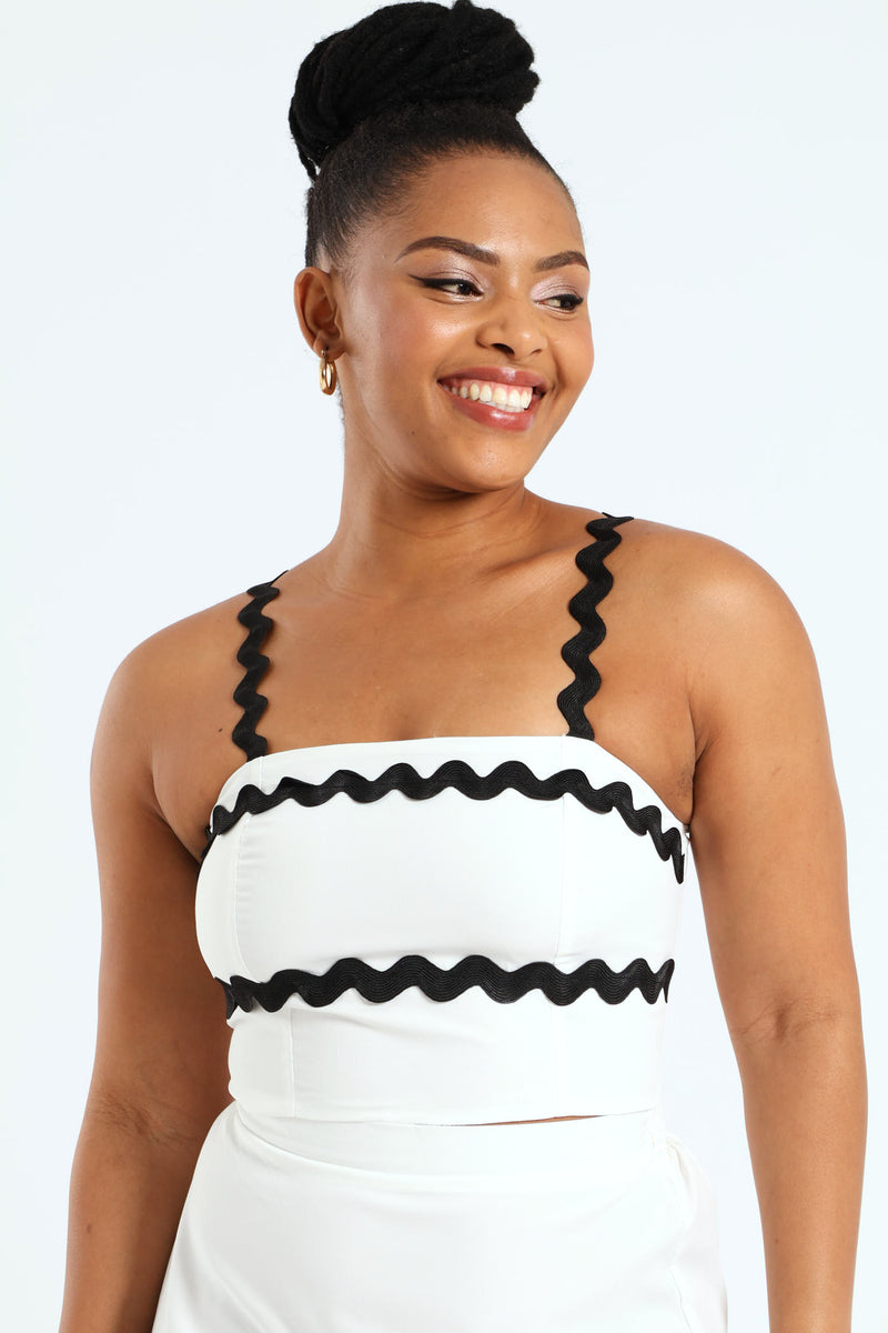 Ric Rac Contrast Poplin Crop Top - White/Black – LEGiT