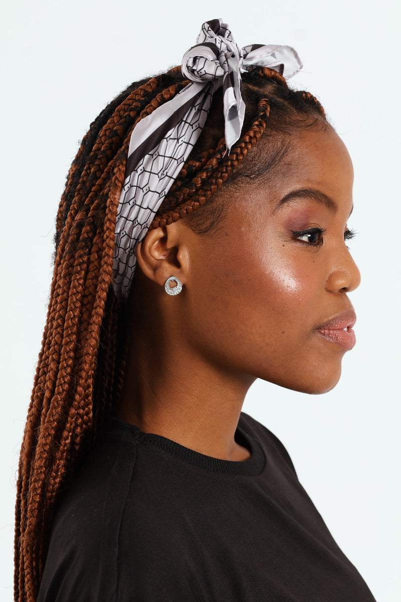 Legit Monogram Satin Scarf - Grey – LEGiT