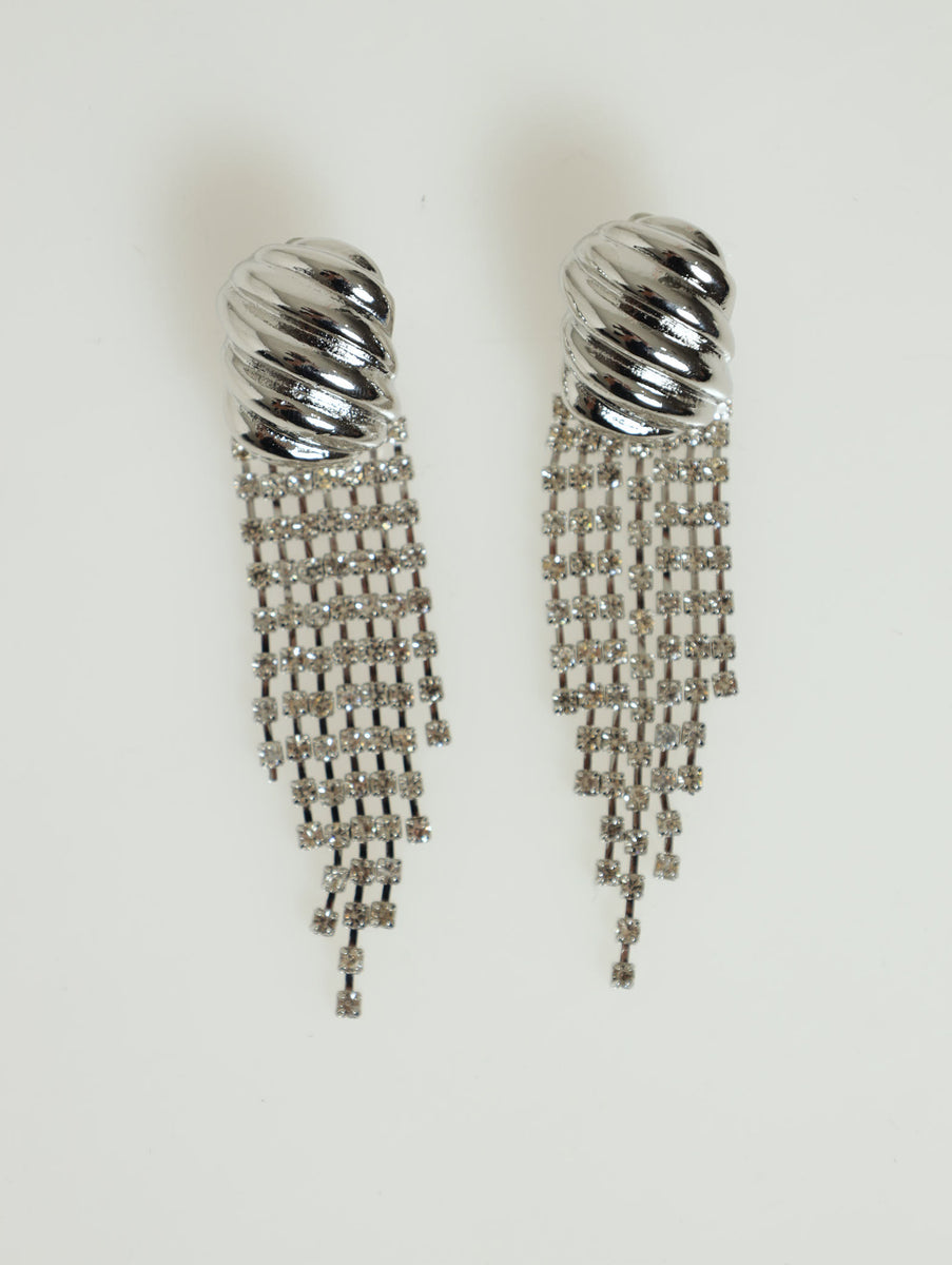 Ripple Statement Diamante Earrings - Silver – LEGiT