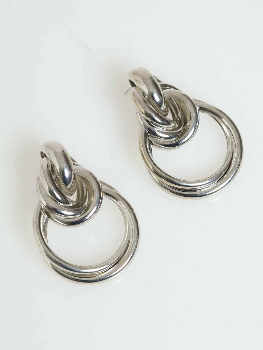Chunky Double Looped Statement Earrings - Silver – LEGiT