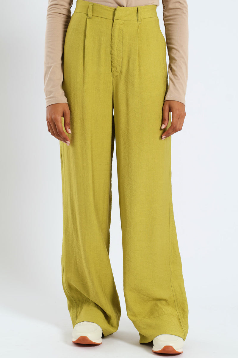 Drapey Woven Wideleg Pants - Chartreuse – LEGiT