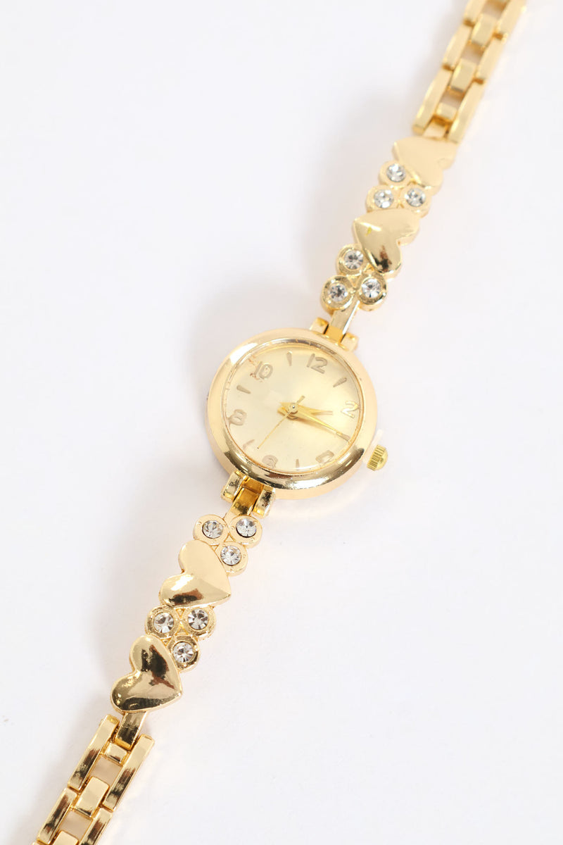Diamante Heart Metal Strap Watch - Gold – LEGiT