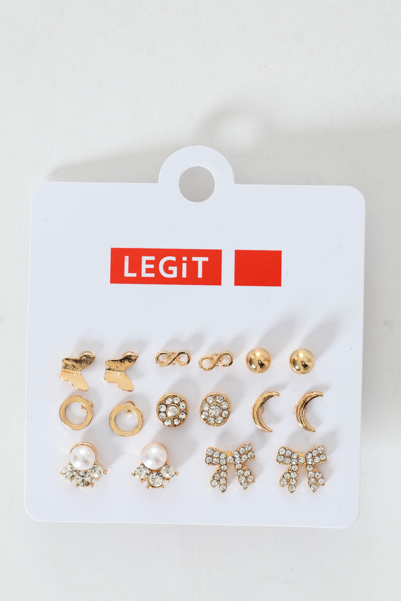 8 Pack Stud Earrings - Gold – LEGiT