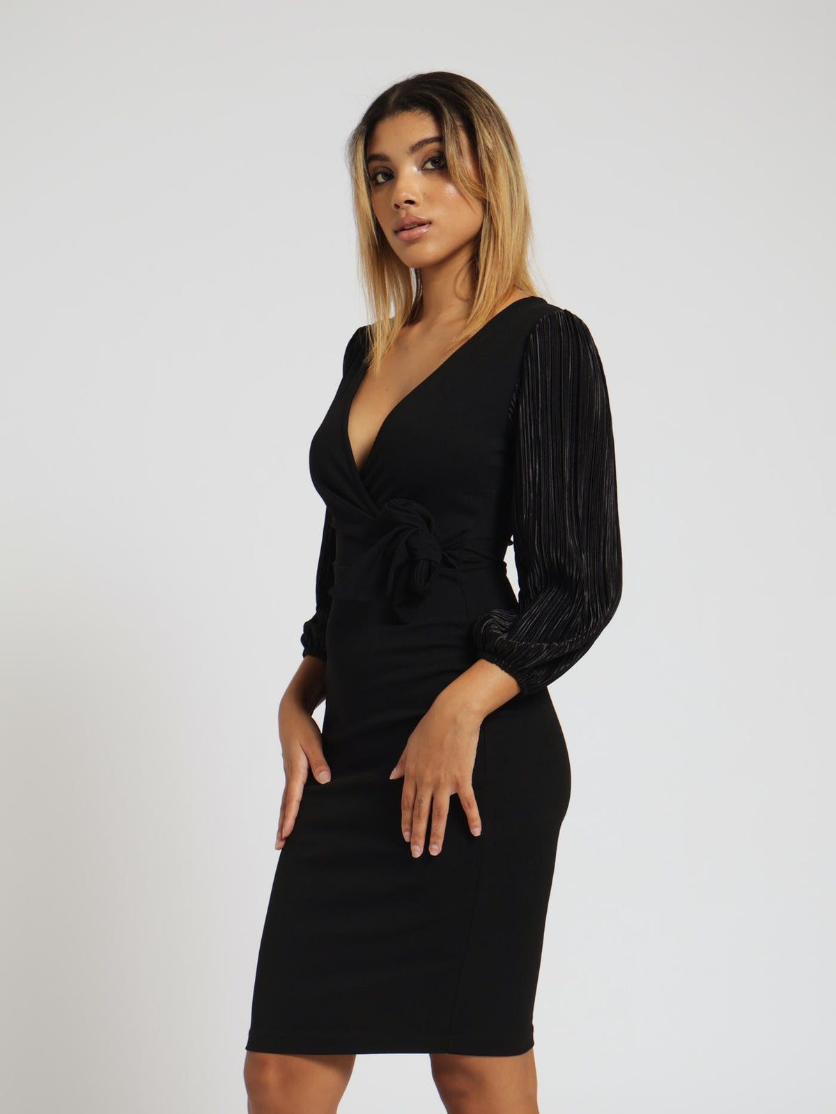 Bodre Sleeve Wrap Bodice Dress - Jet Black – LEGiT