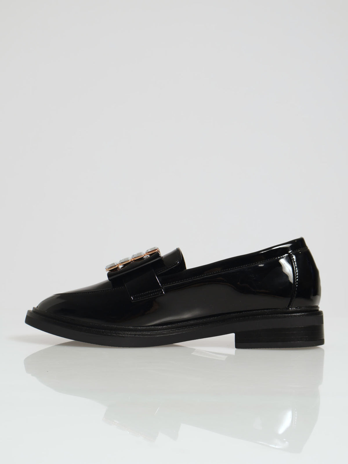 Loafer With Square Diamante Trim - Black – LEGiT