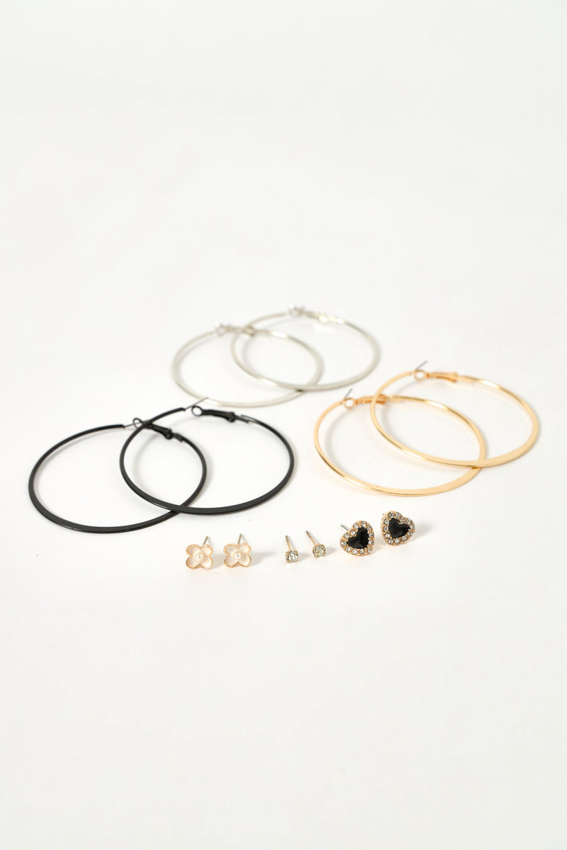6 Pack Hoop And Novely Stud Earrings - Multi – LEGiT