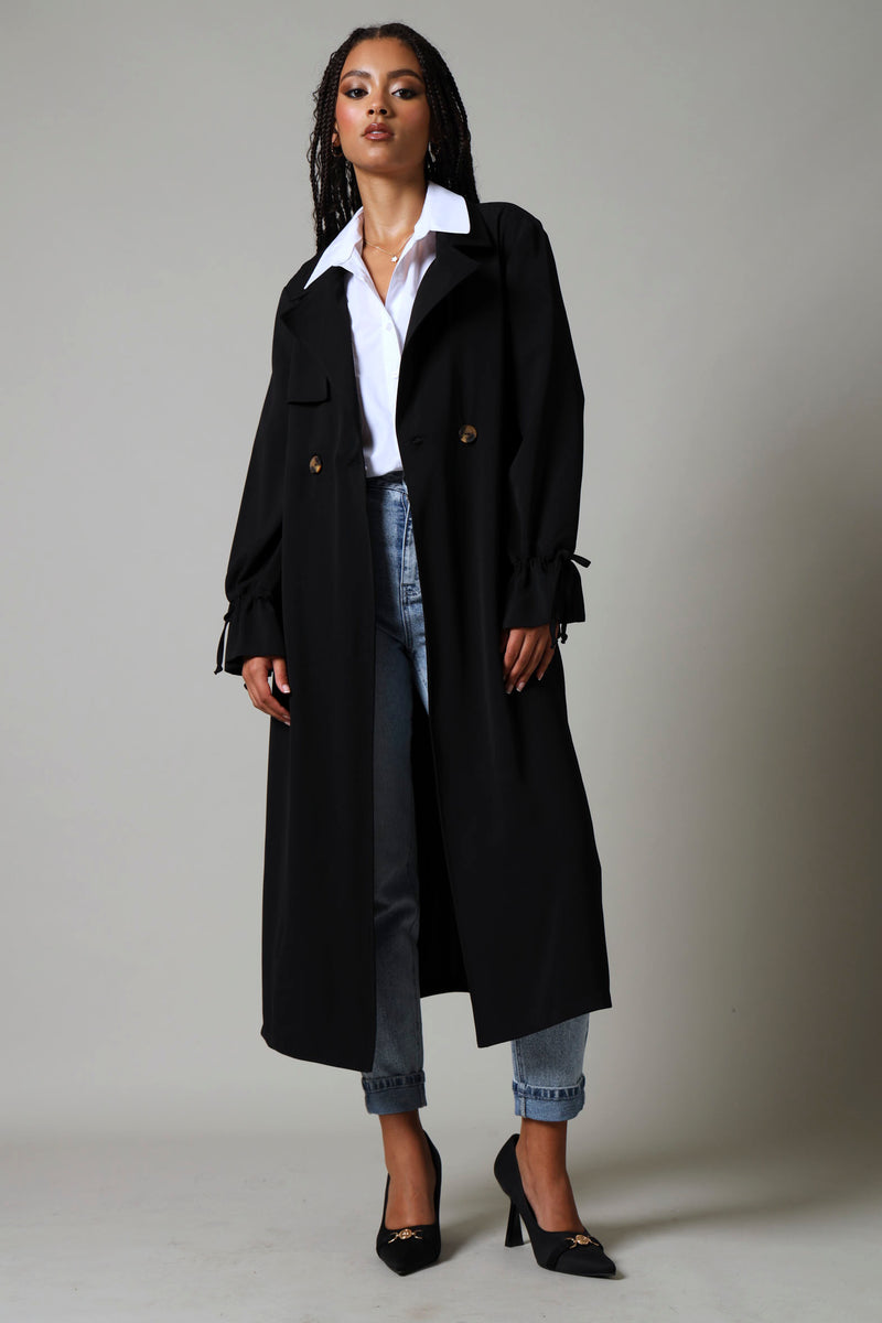 Long Length Unlined Belted Trench Coat - Black – LEGiT