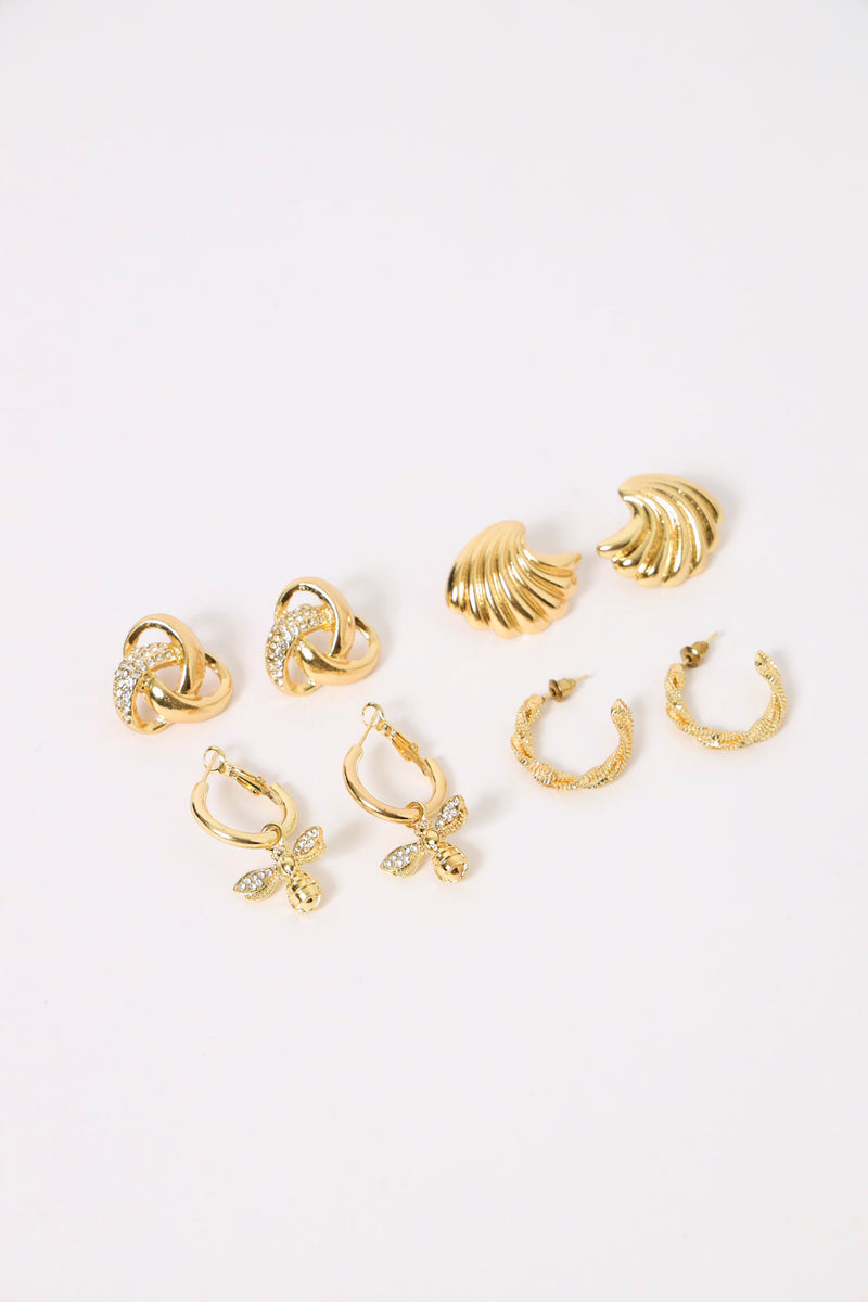 4 Pack Trendy Statement Earrings - Gold – LEGiT
