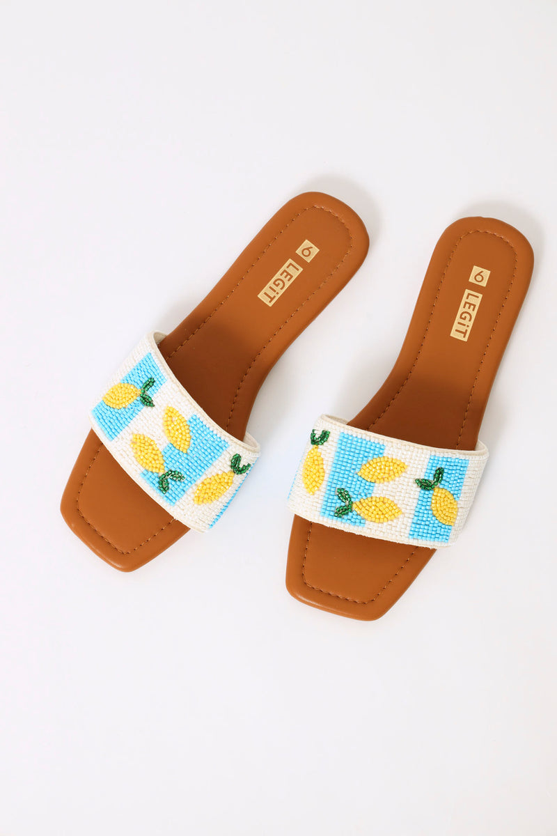 Beaded Lemon One Strap Sandal - Multi – LEGiT