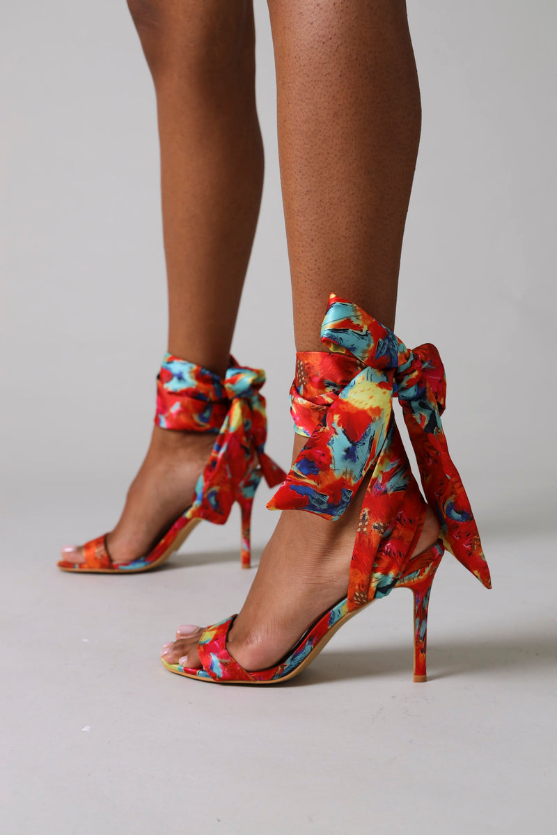 Hi Stiletto Satin Sandal Ankle Wrap Heel - Multi – LEGiT