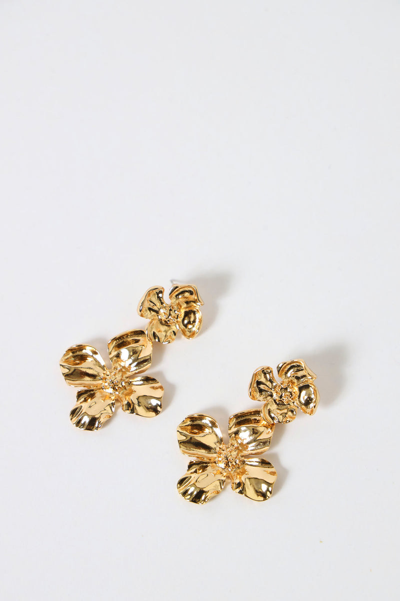 2 Layer Flower Earrings - Gold – LEGiT