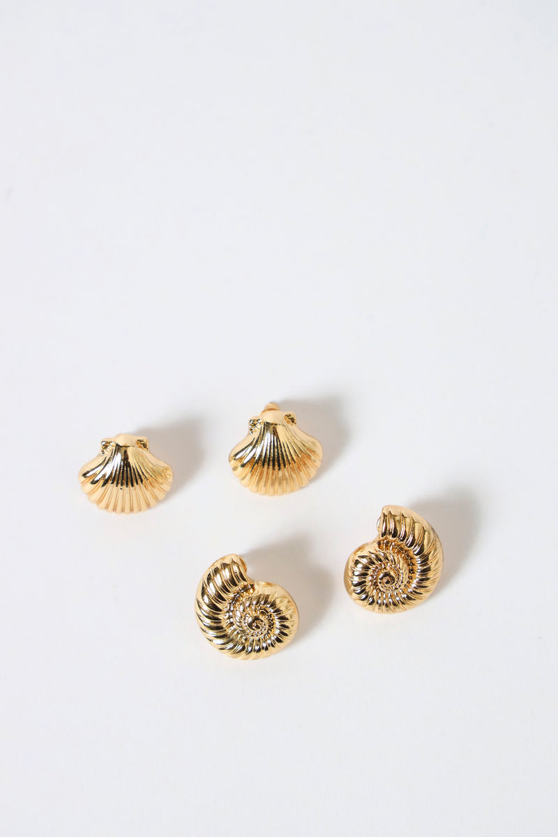 2 Pack Statement Shell Earrings - Gold – LEGiT