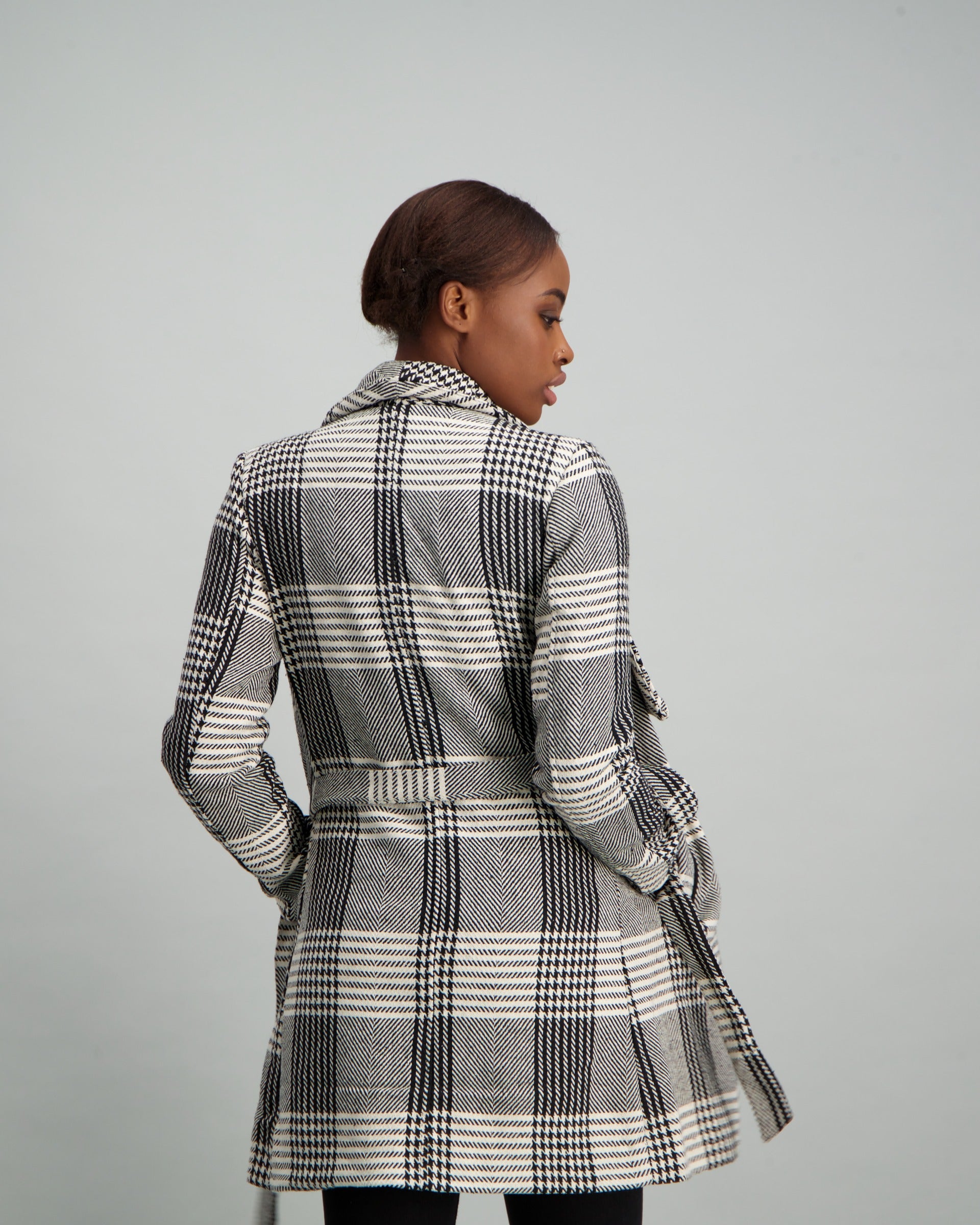 Large Check Jacquard Coat - Black/White – LEGiT