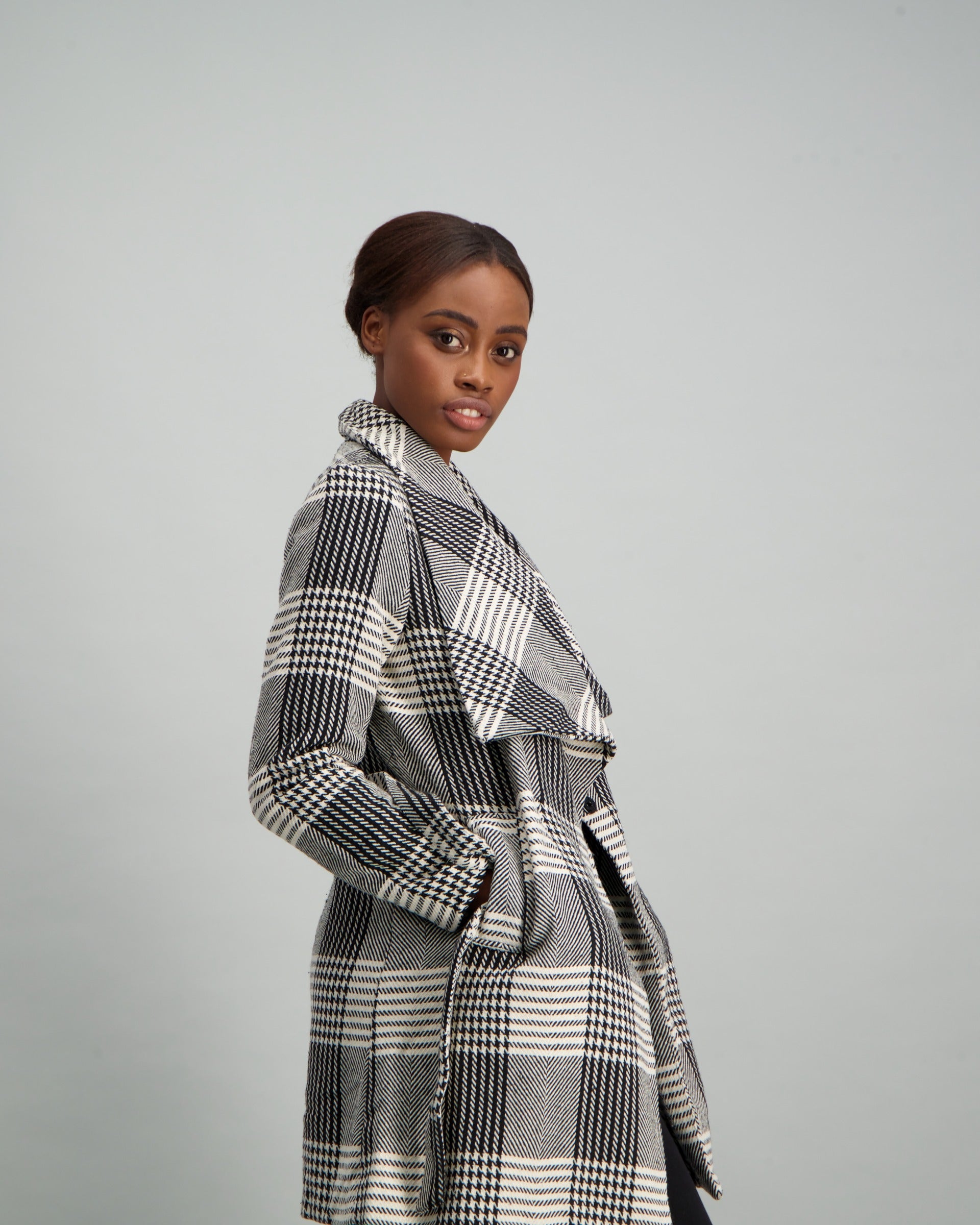 Large Check Jacquard Coat - Black/White – LEGiT