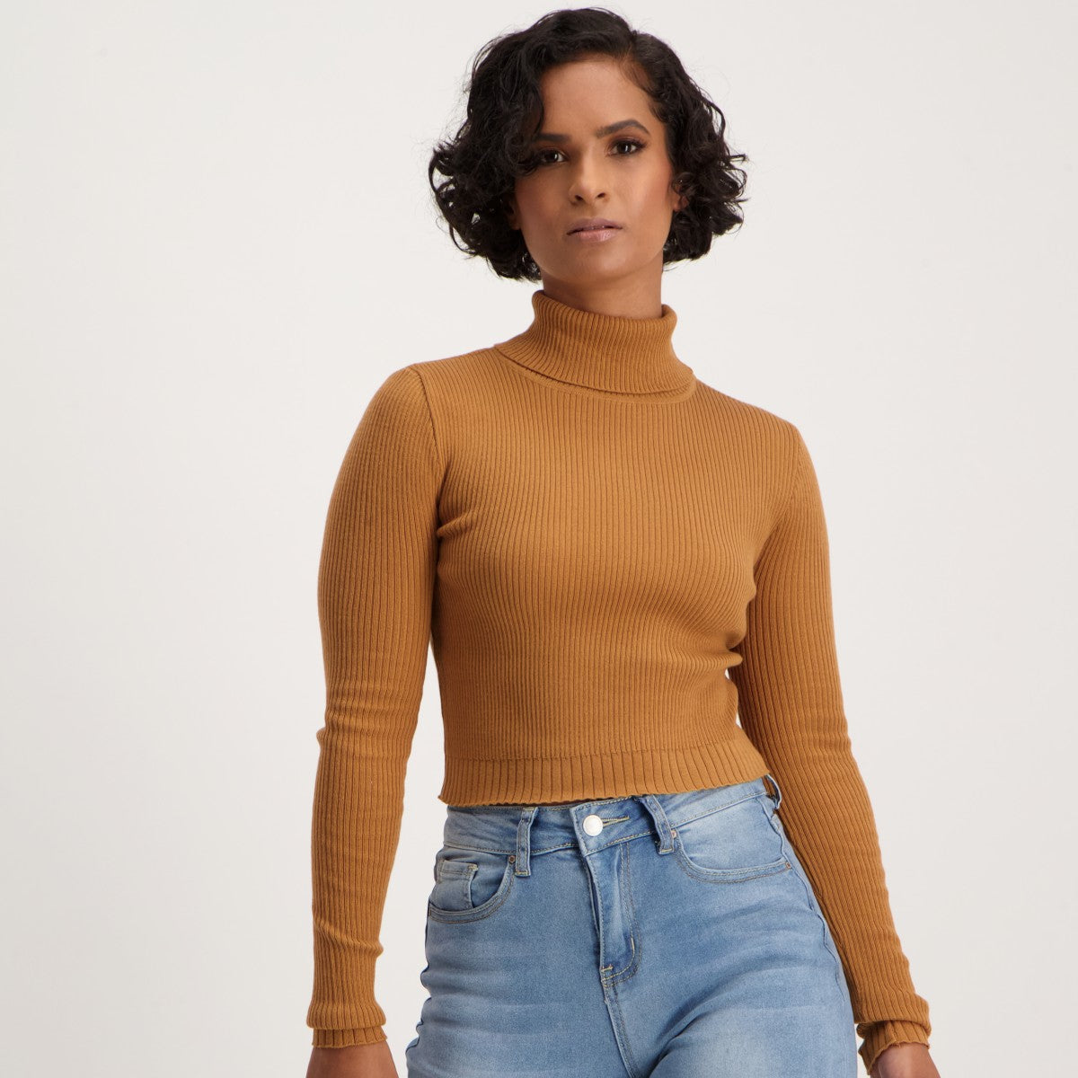 Polo Neck Ribbed Pullover - Stone – LEGiT