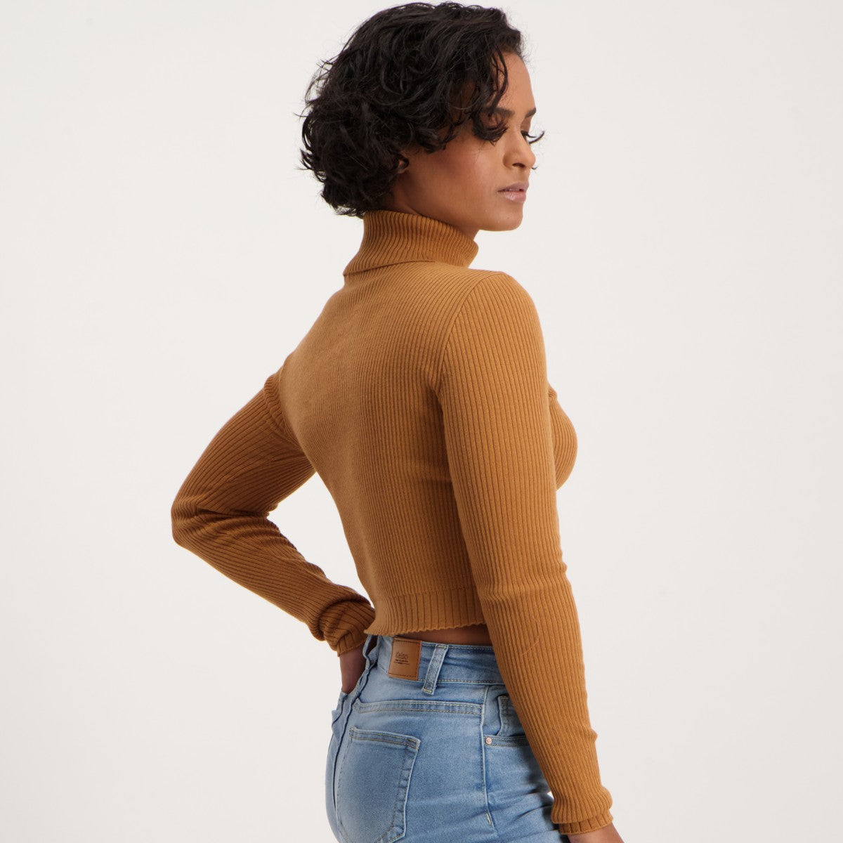 Polo Neck Ribbed Pullover - Stone – LEGiT
