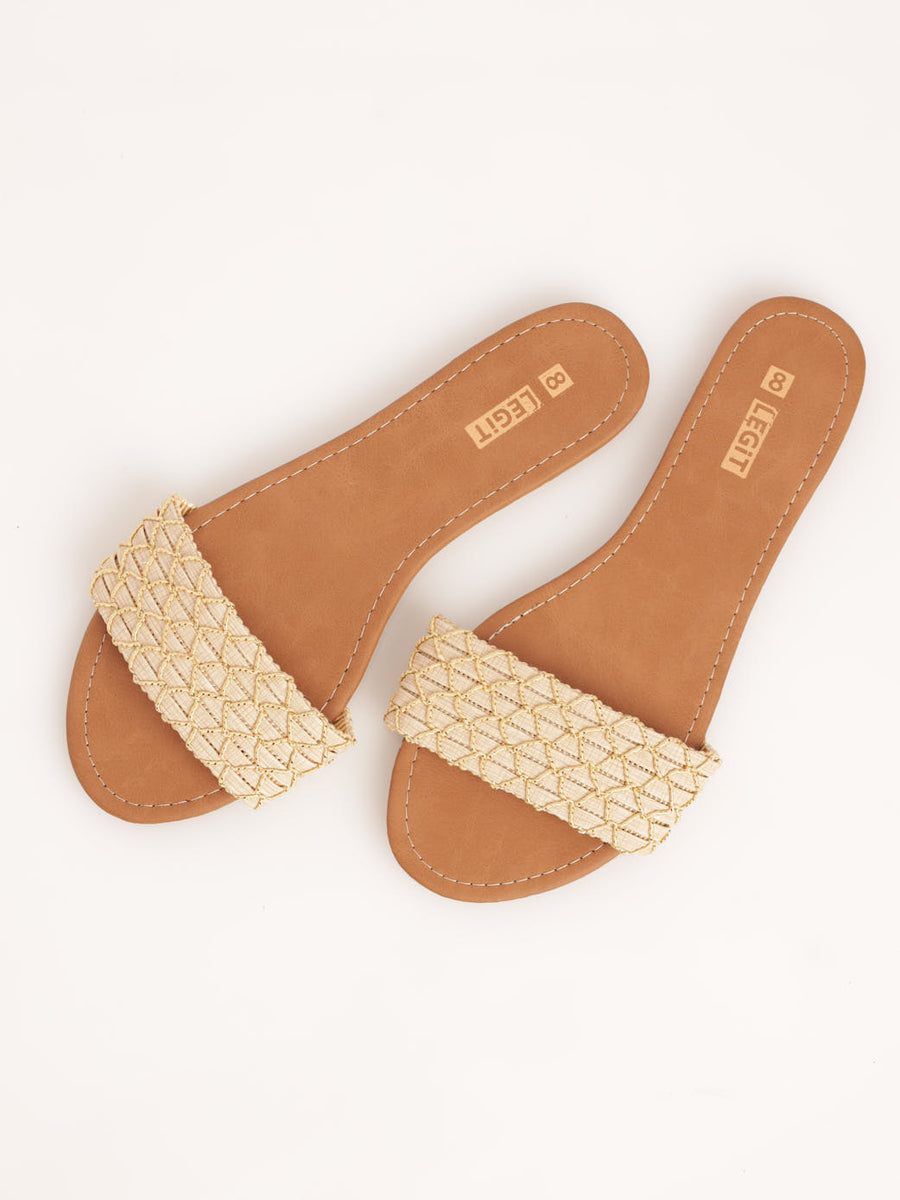 Mermaid Weave Banded Mule Sandal - Beige – LEGiT