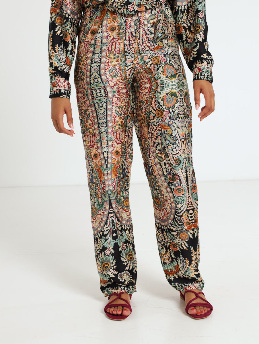 Printed Satin Wideleg Pant - Multi – LEGiT