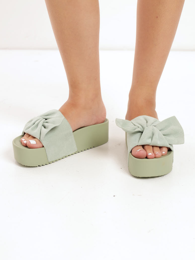 Twisted Upper Platform Moulded Slide Sandal - Sage – LEGiT
