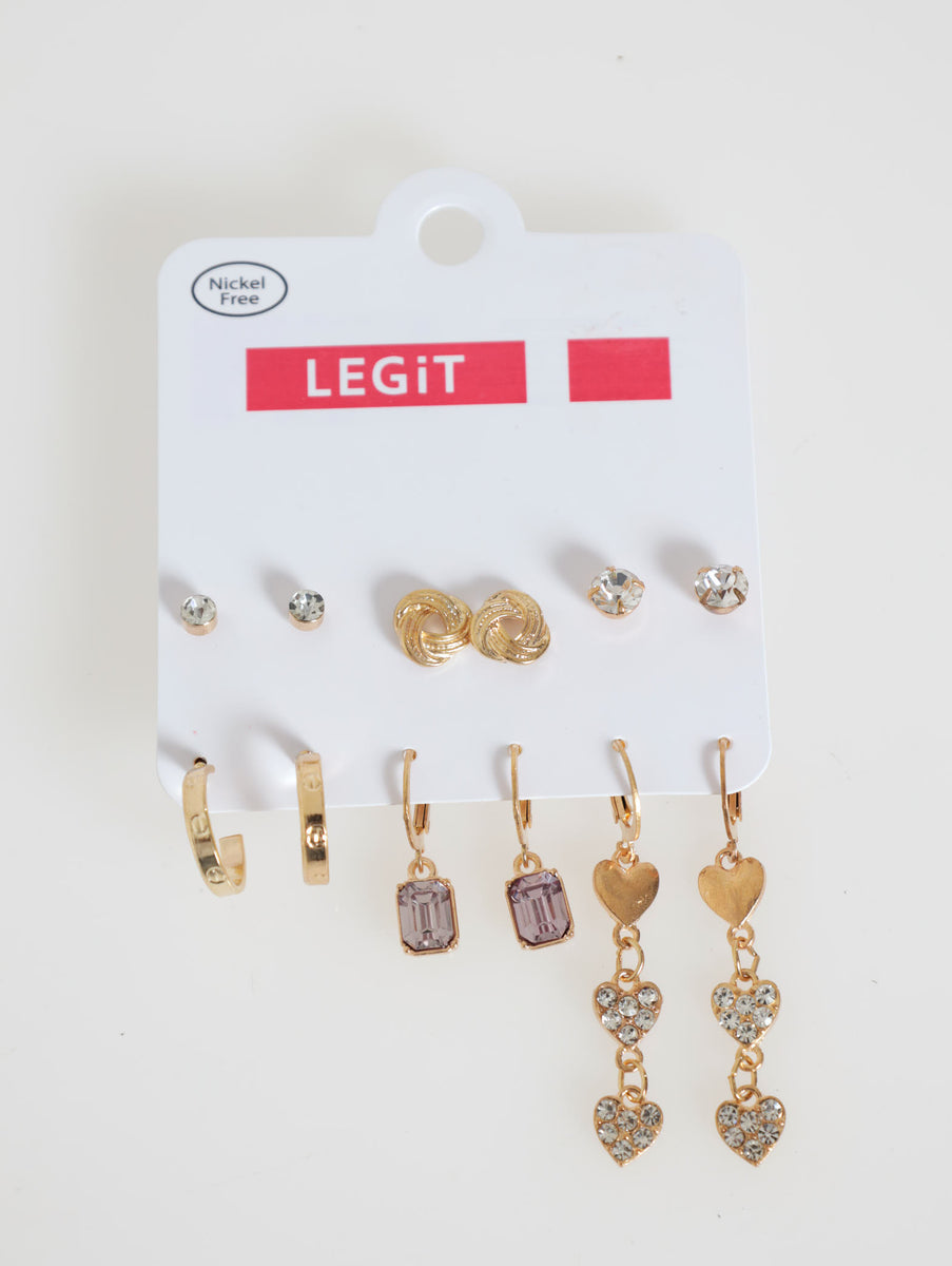 6 Pack Stud Earrings – LEGiT