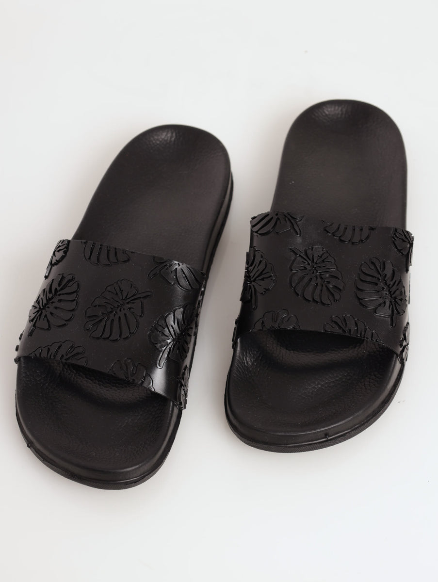 Leafy Slide Sandal - Black – LEGiT