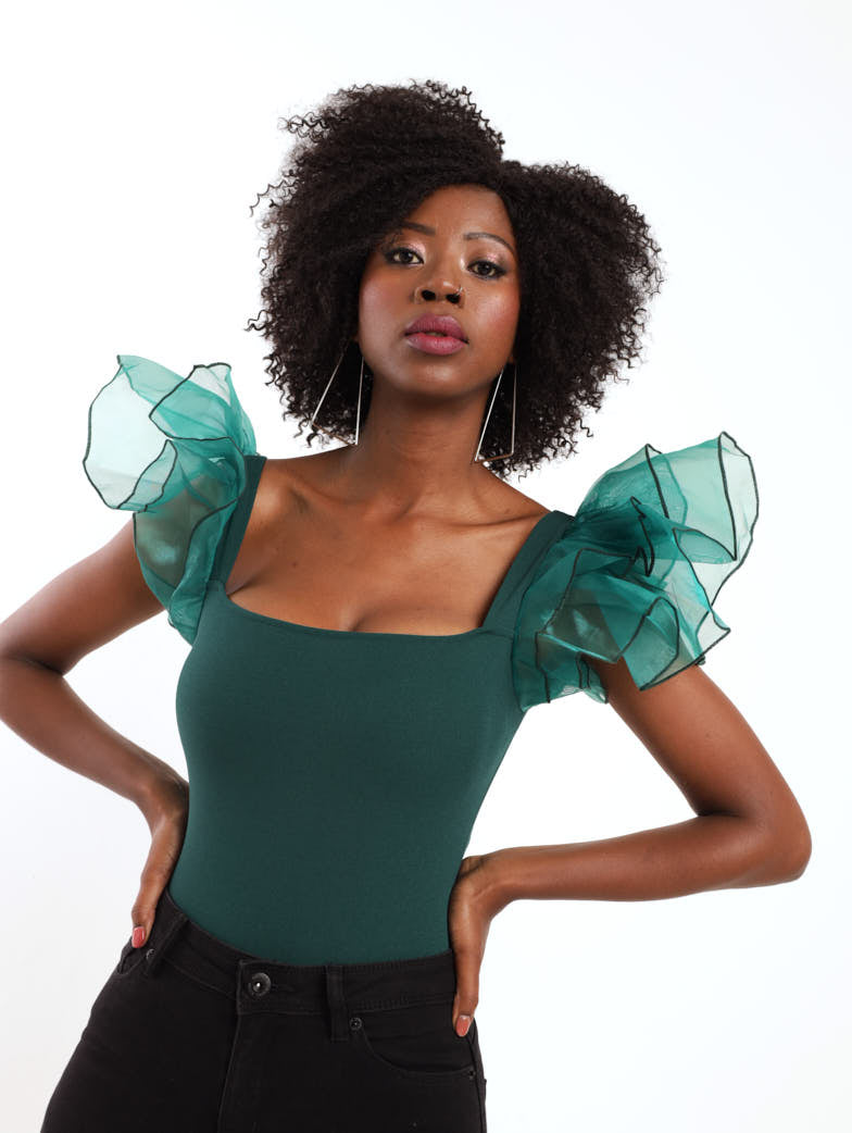 Organza Sleeve Bodysuit - Green – LEGiT