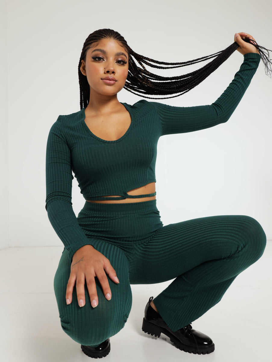 Long Sleeve Ribb Tie Waist Top – LEGiT