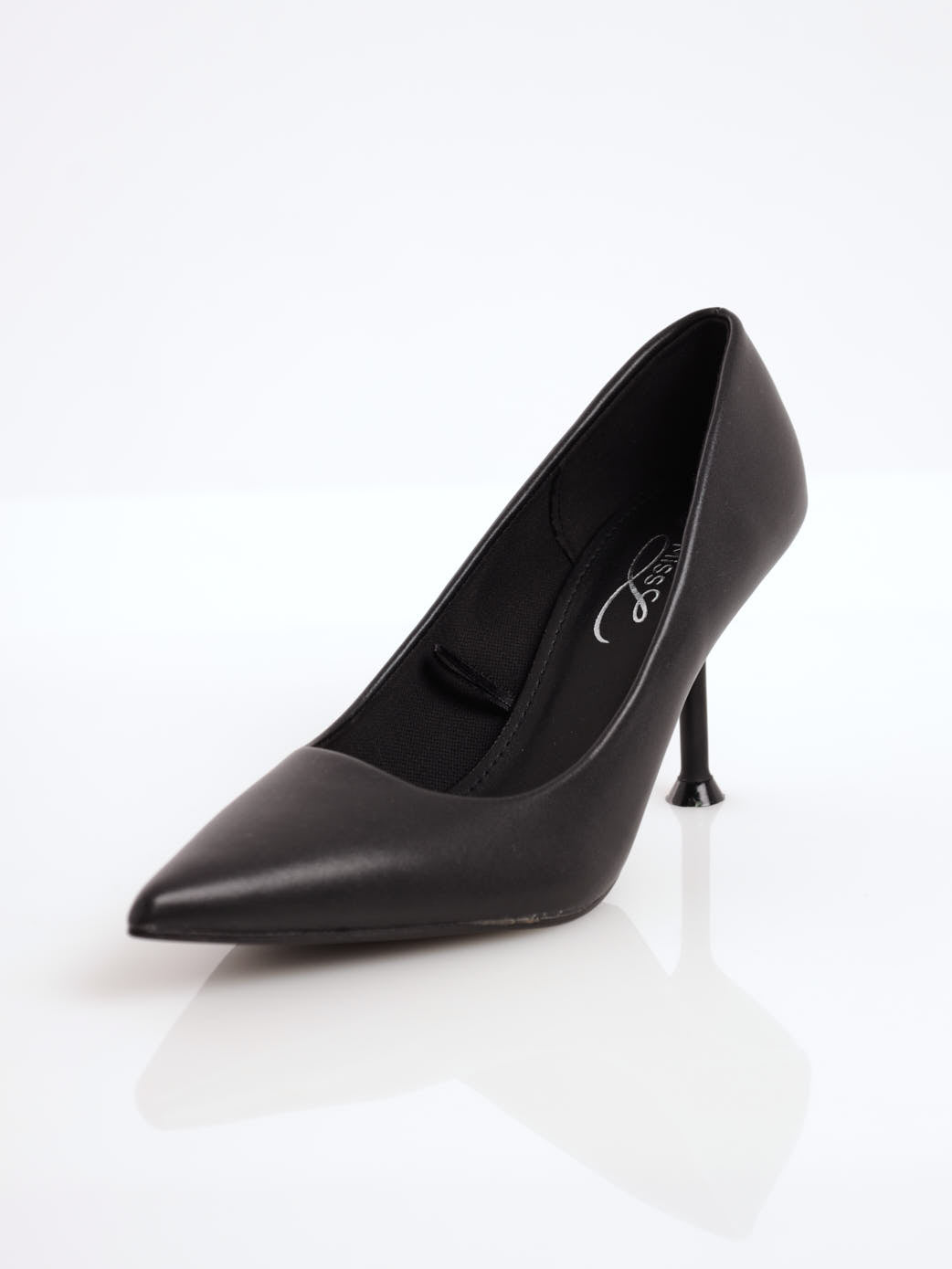 Pointy Mid Stiletto Court With Heel Tip Detail - Black – LEGiT