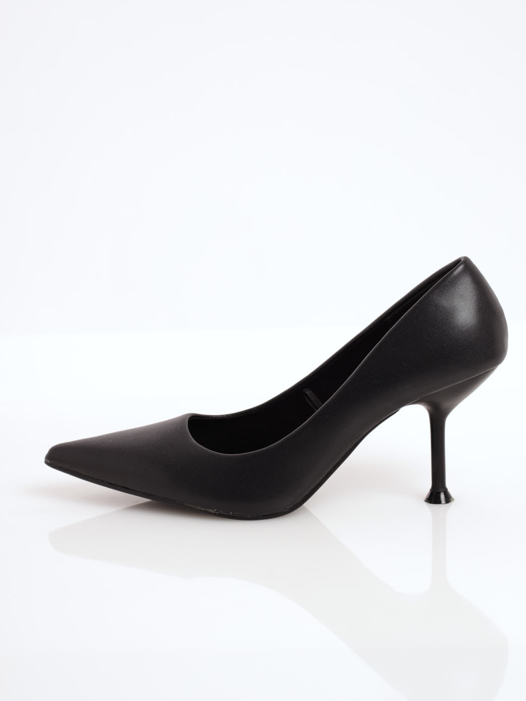Pointy Mid Stiletto Court With Heel Tip Detail - Black – LEGiT