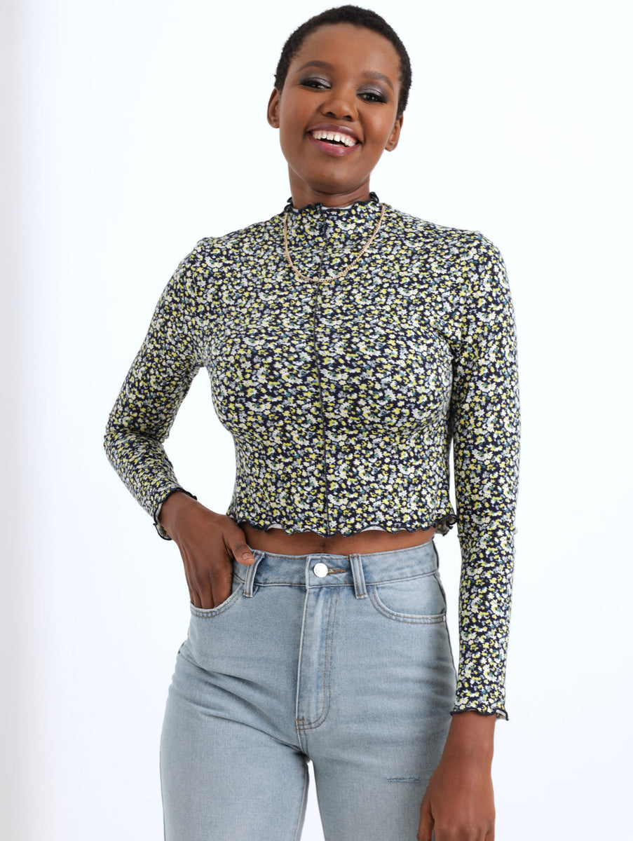 Long Sleeve Ditsy Lettuce Edge Top – LEGiT
