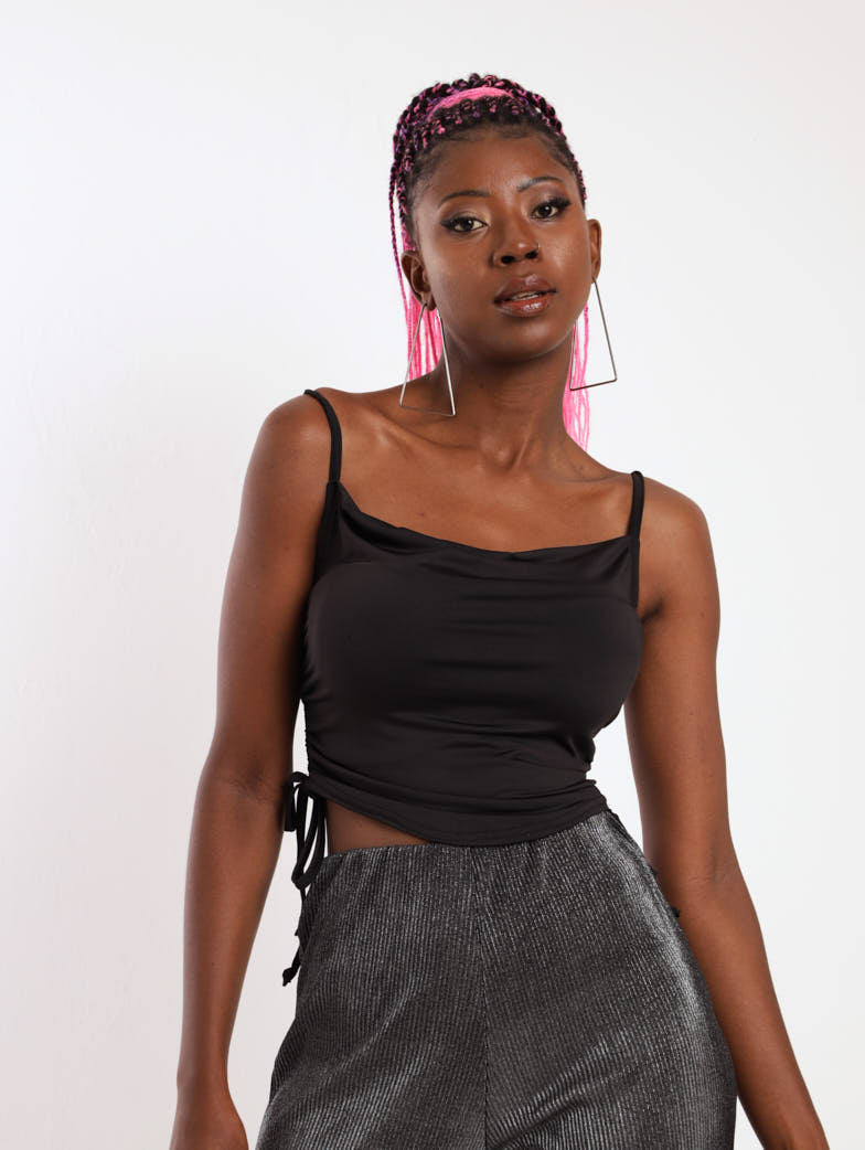 Rouched Side Crop Top - Black – LEGiT