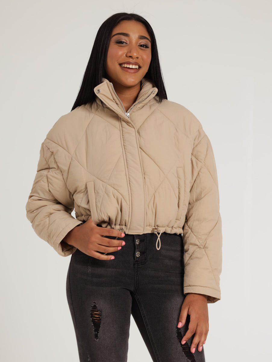 Hi Neck Bomber Jacket - Stone – LEGiT