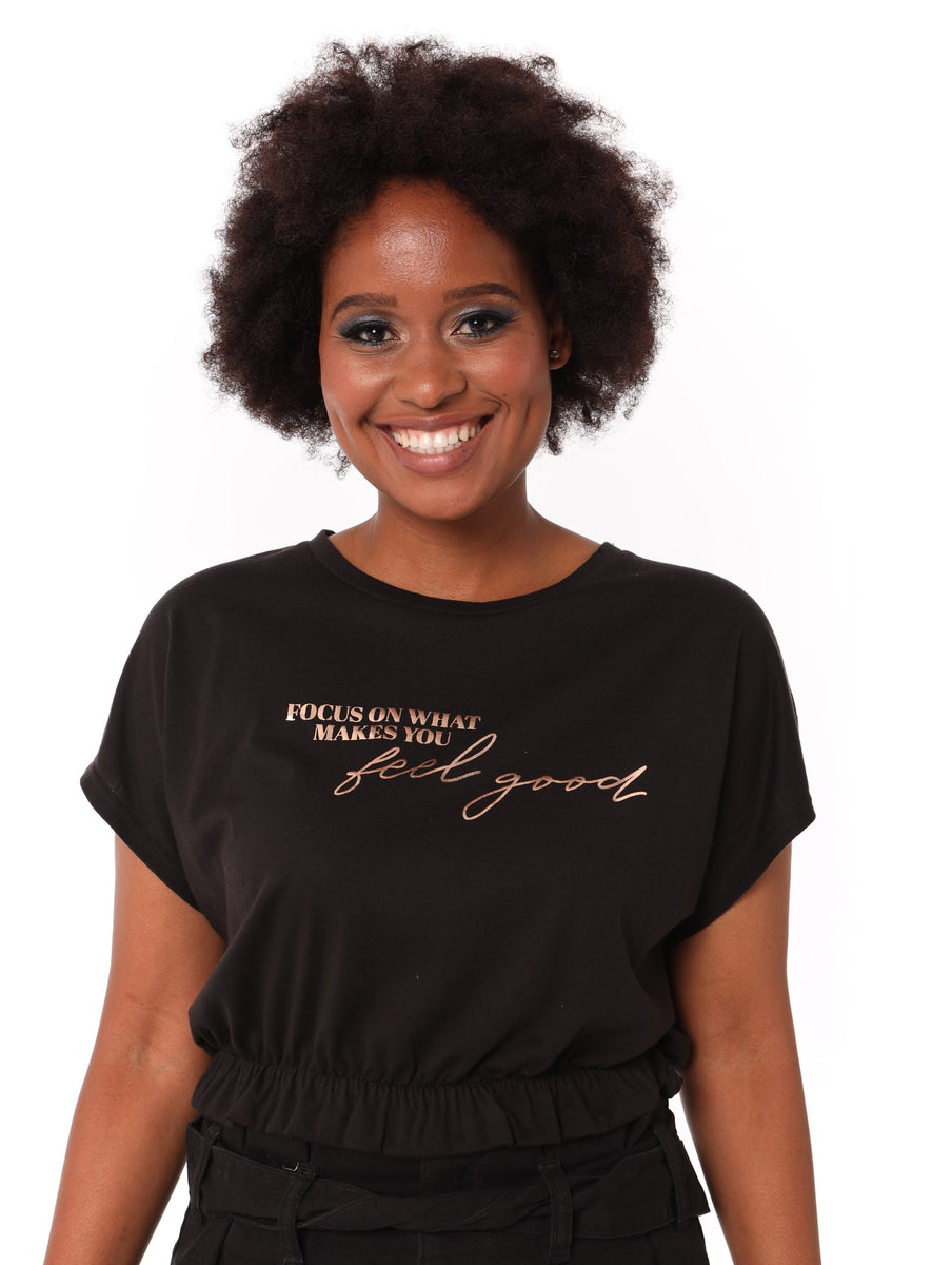 Elasticated Feel Good Top - Black – LEGiT