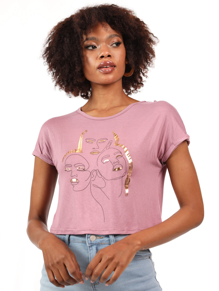 Hip Grazer Scribble Face Tee - Mauve – LEGiT