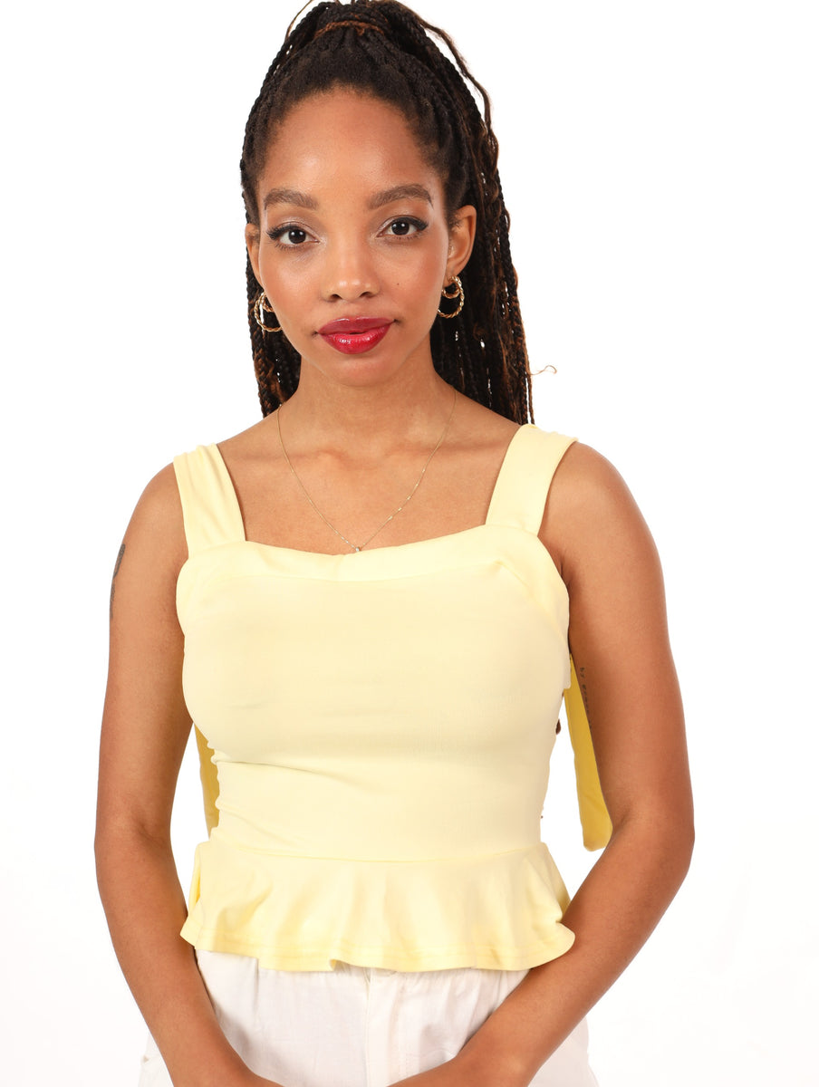 Shirred Strappy Top - Yellow – LEGiT